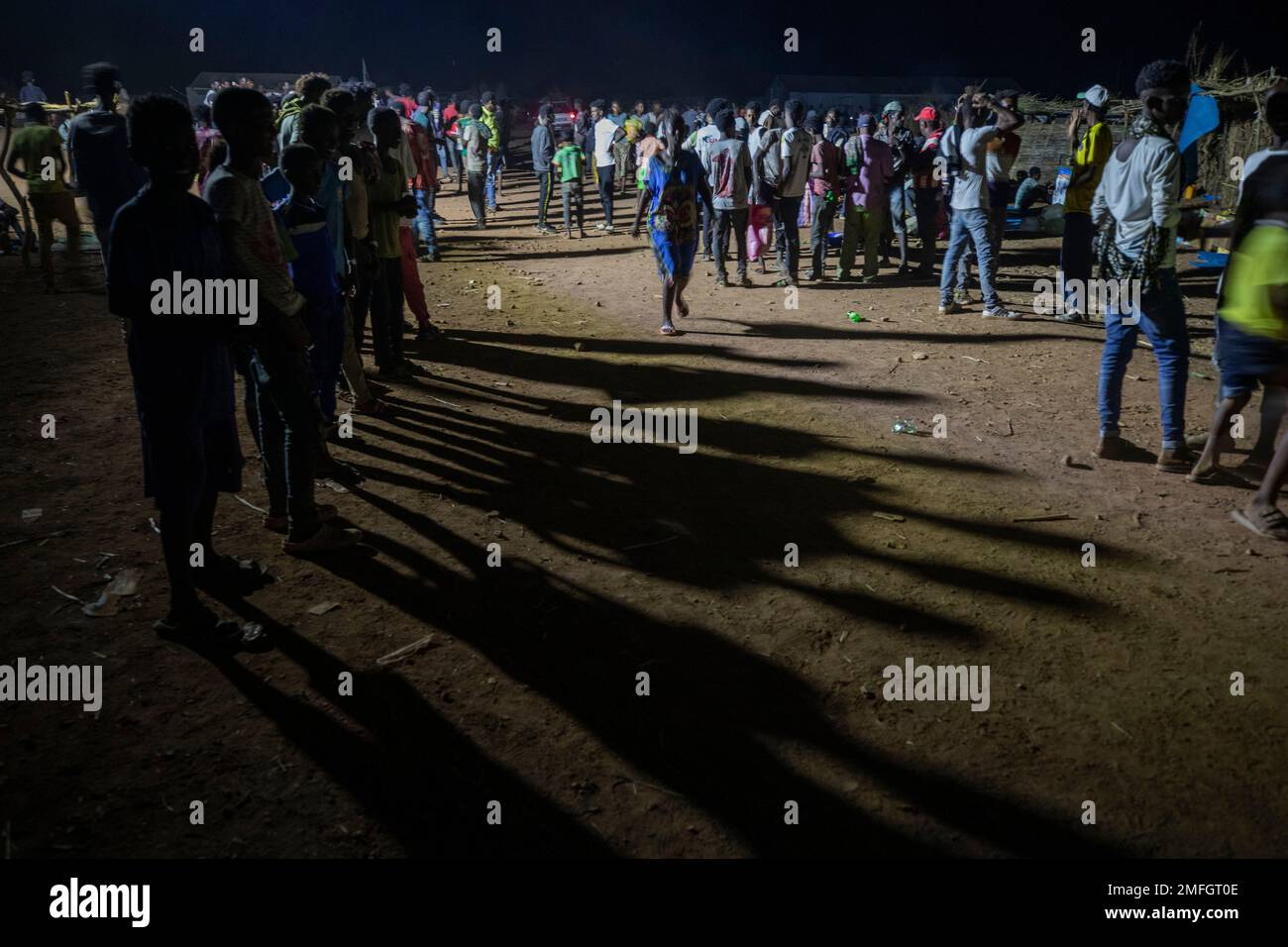 Tigray refugees who fled the conflict in the Ethiopia's Tigray, gather ...