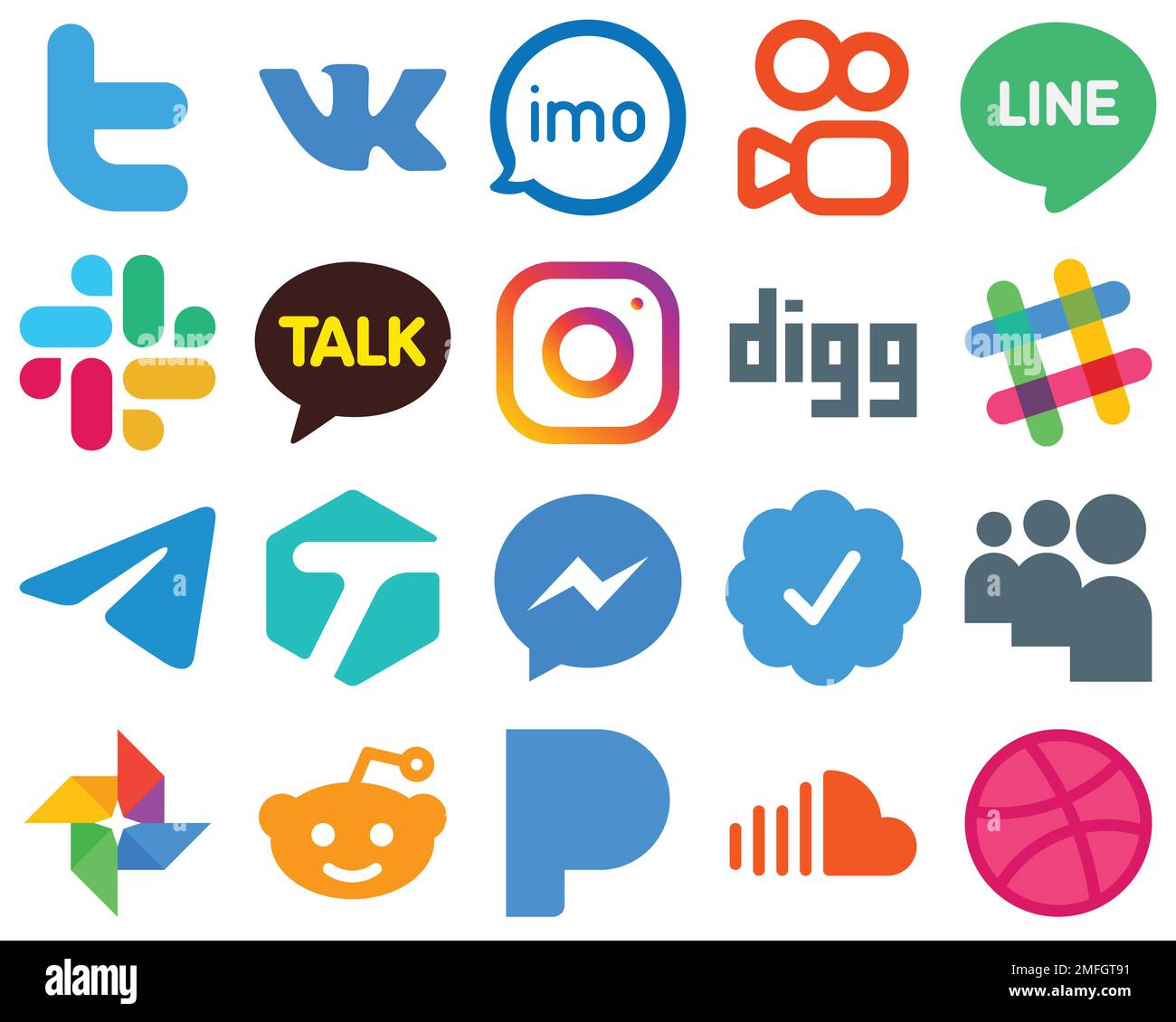 20 Flat UI Flat Social Media Icons messenger. spotify. line. digg and ...