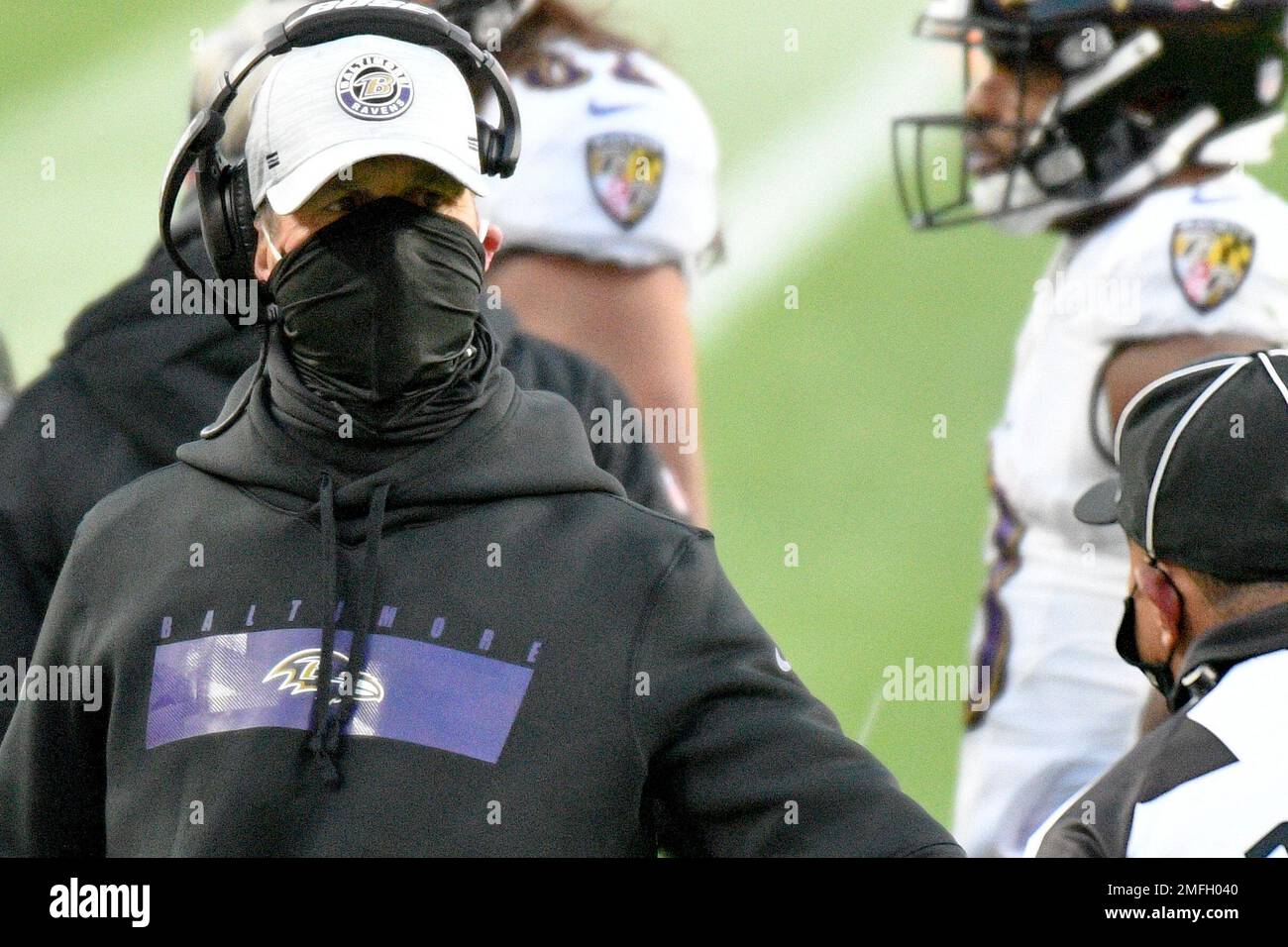 Baltimore Ravens head coach John Harbaugh as his team plays in an NFL ...