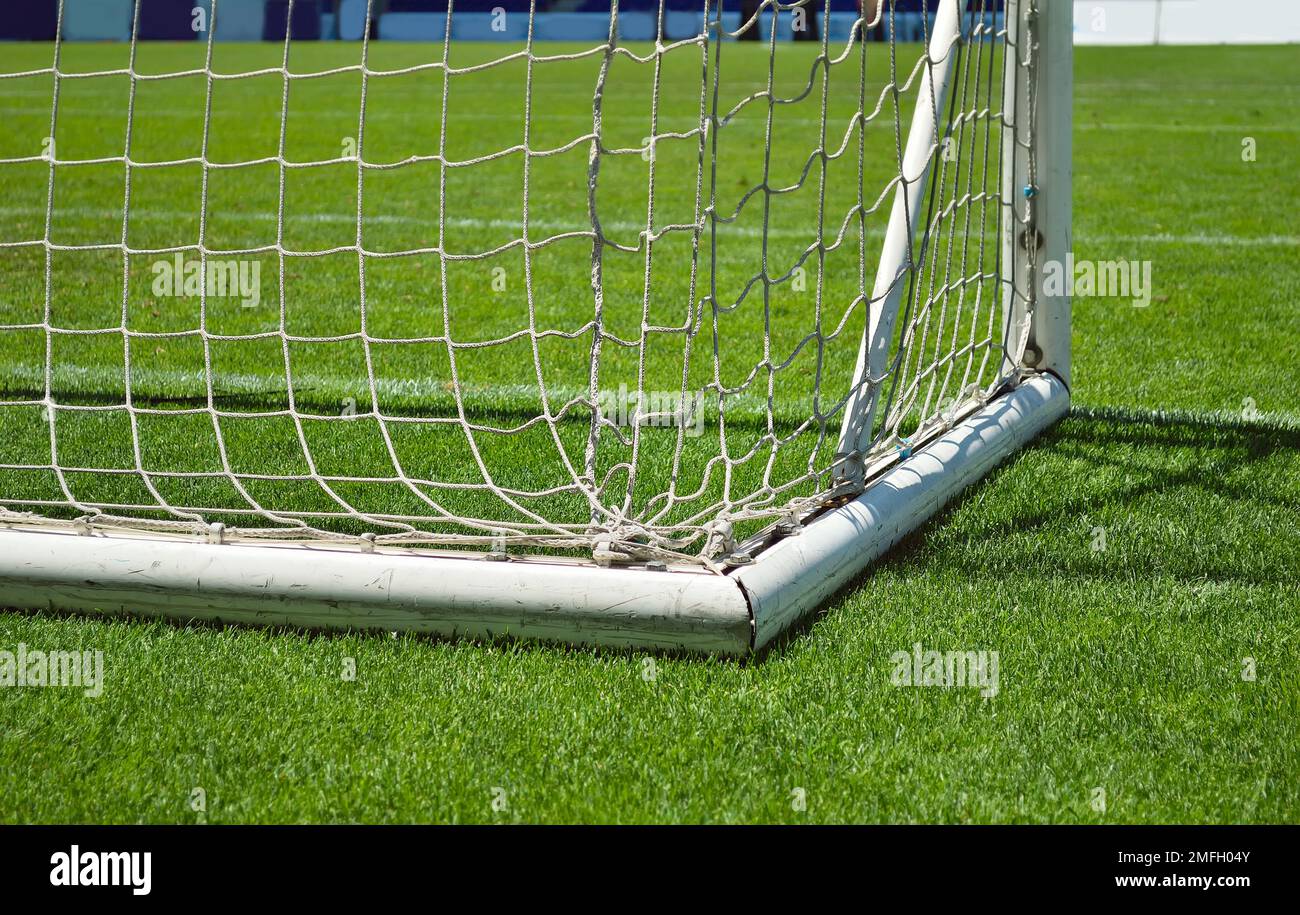 Soccer or football net background, view from behind the goal Stock ...