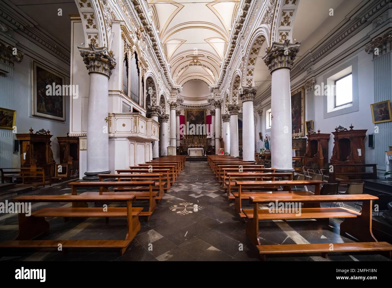 Altar, interior furnishings and painted ceilings inside the Church of ...