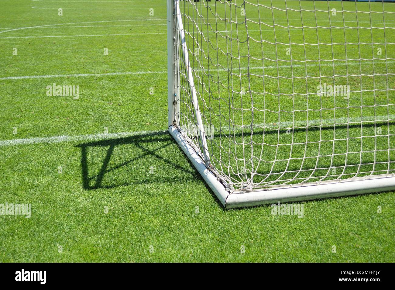 Soccer or football net background, view from behind the goal Stock ...