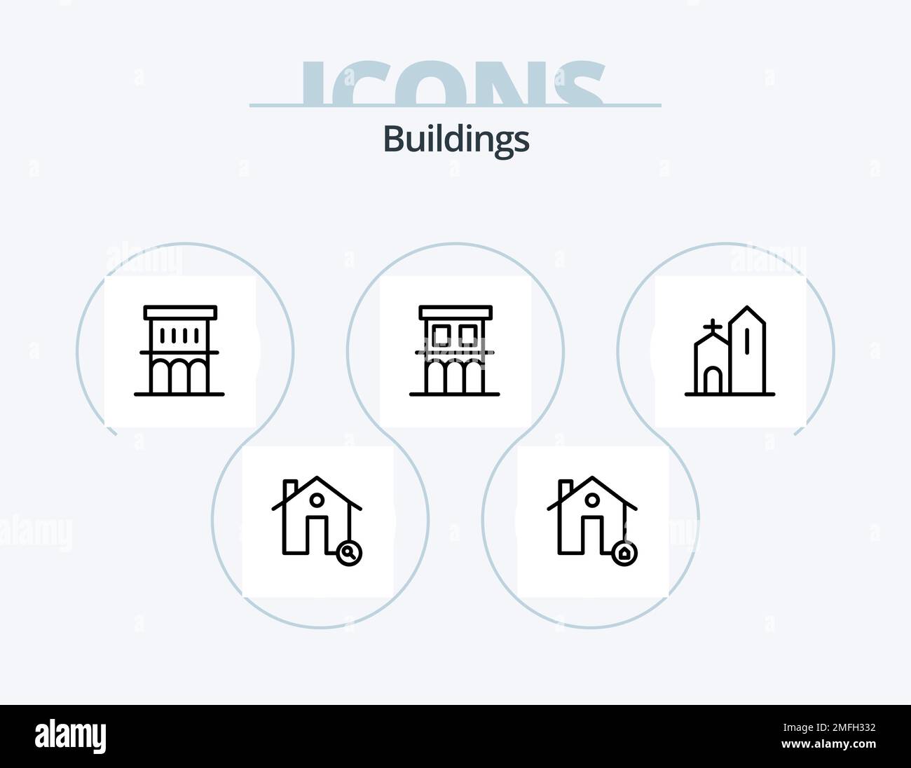Buildings Line Icon Pack 5 Icon Design. housing. estate. location ...