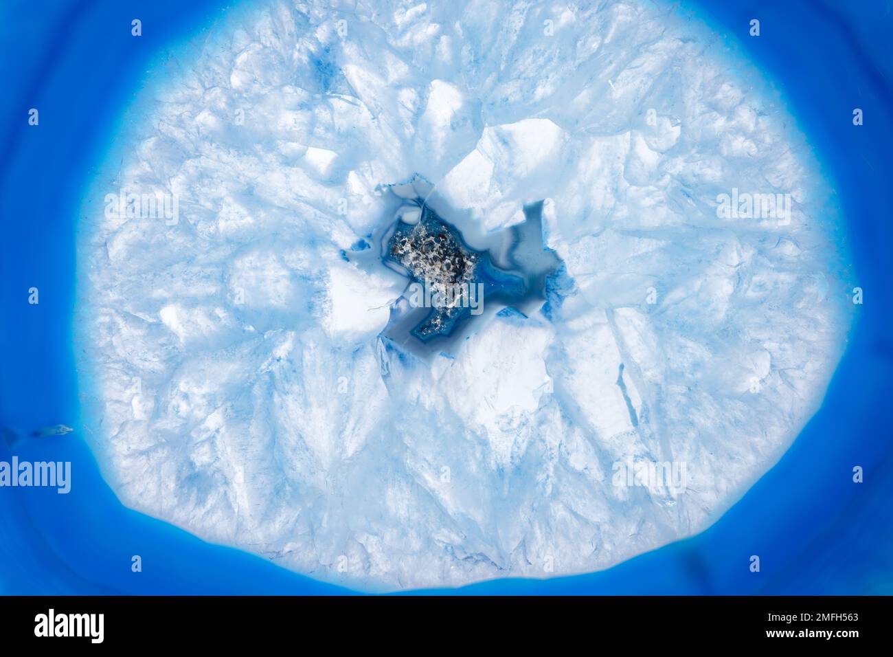 Amazing blue agate cut cross section. Natural crystal mineral formation ...