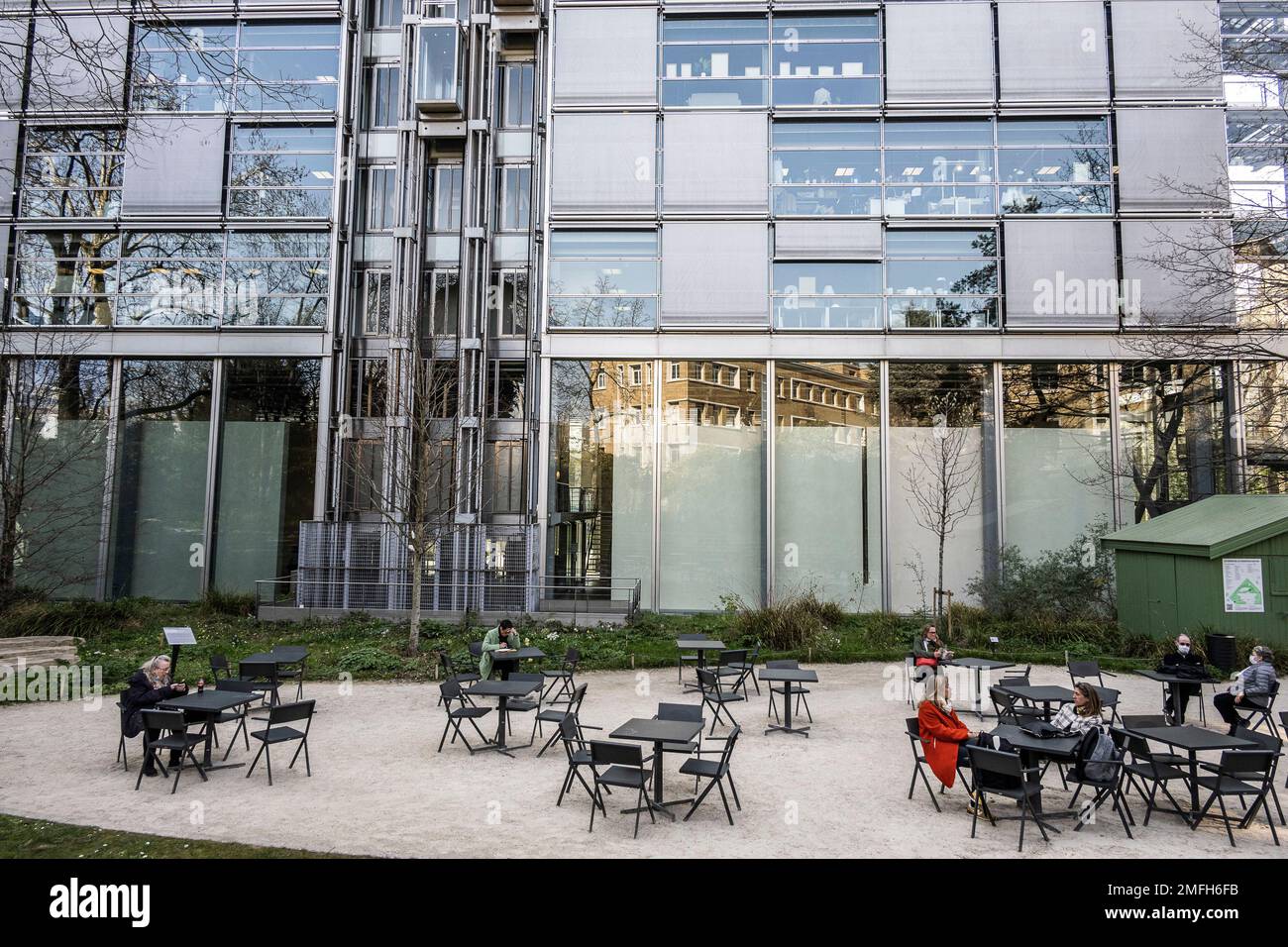 Paris (France): terrace in the garden of the “Fondation Cartier pour l ...