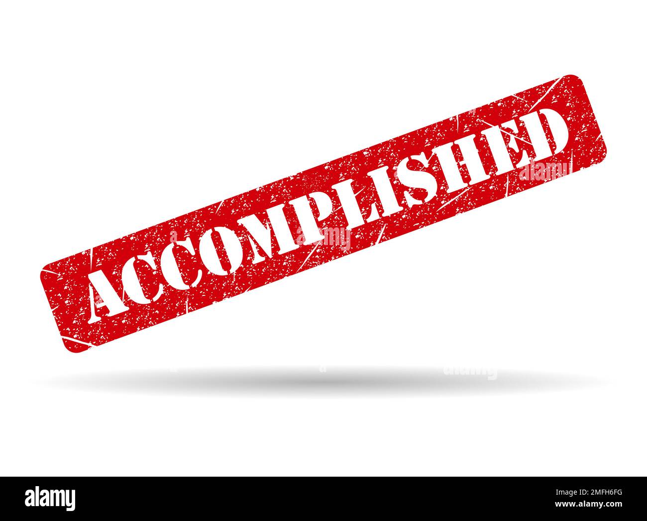 Accomplished stamp symbol shadow, label sticker sign button, text ...