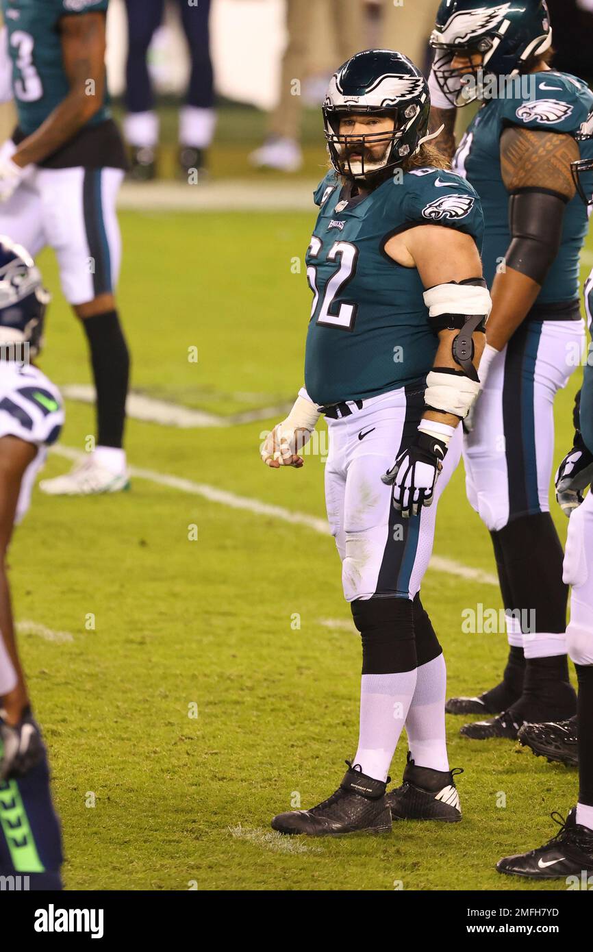 Philadelphia Eagles Jason Kelce (62) in action during an NFL football ...