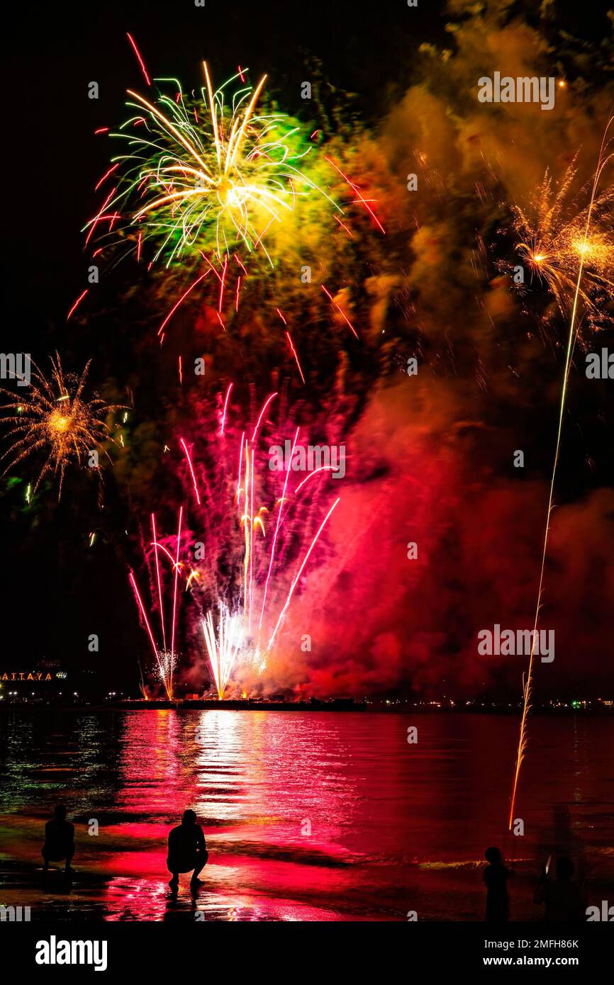 International fireworks display, Pattaya, Chonburi, Thailand Stock ...