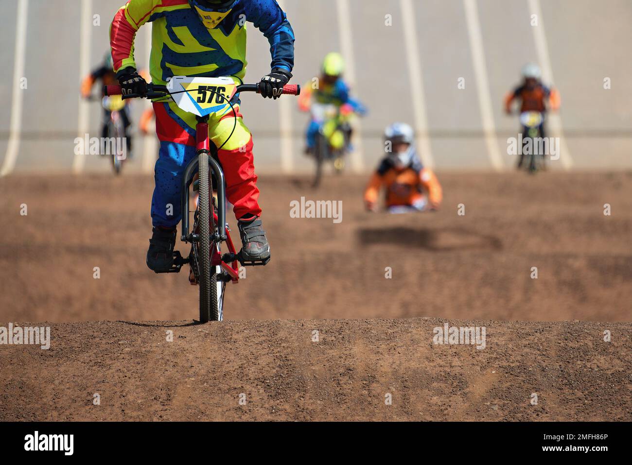 BMX riders competing in the child class Stock Photo - Alamy