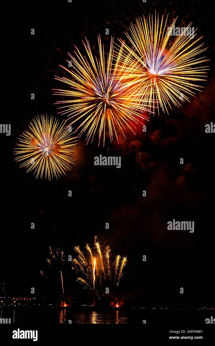 International fireworks display, Pattaya, Chonburi, Thailand Stock ...
