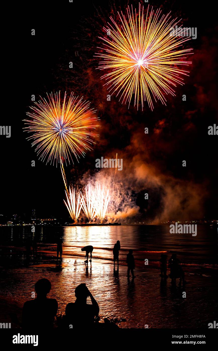 International fireworks display, Pattaya, Chonburi, Thailand Stock ...