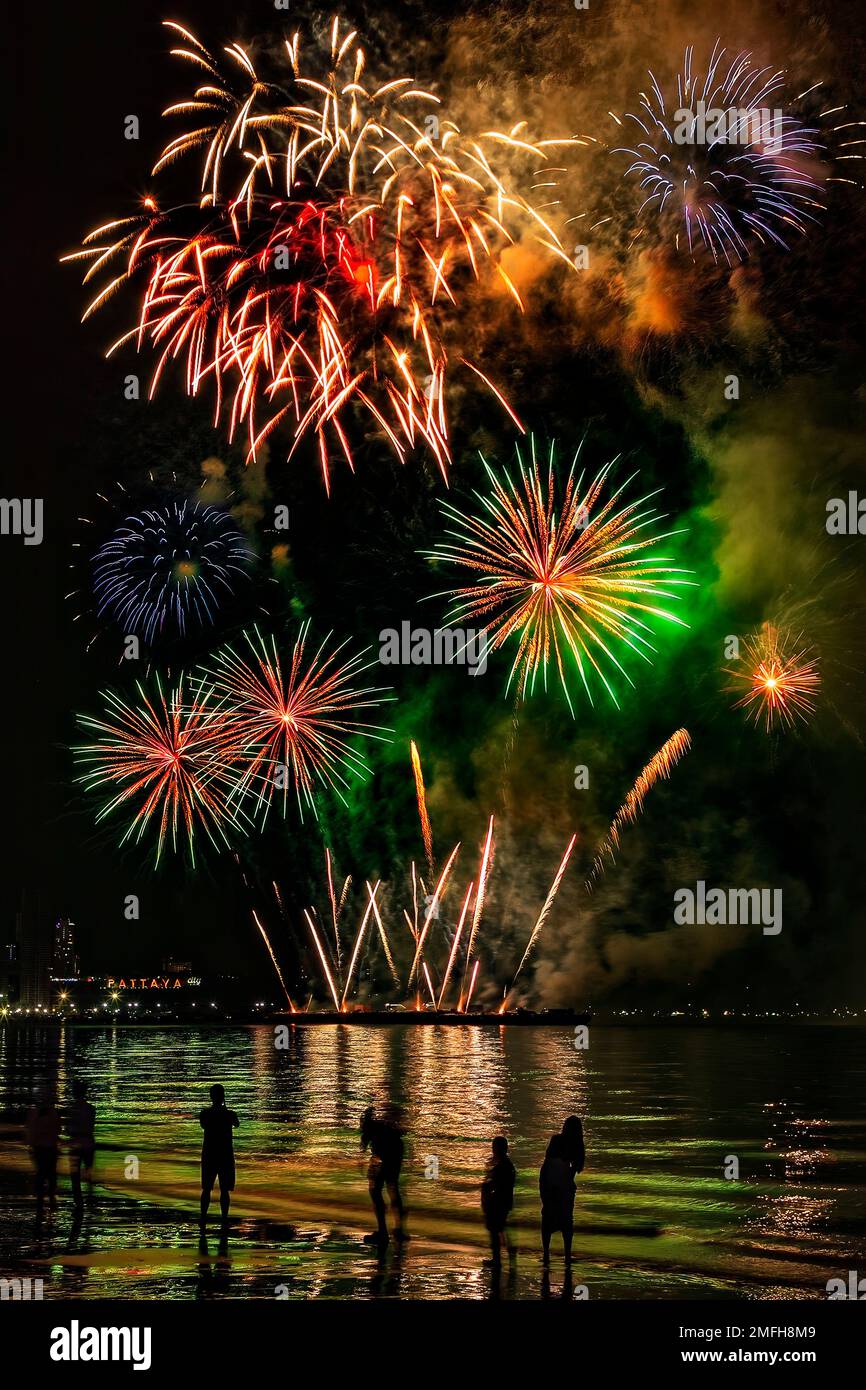 International fireworks display, Pattaya, Chonburi, Thailand Stock ...