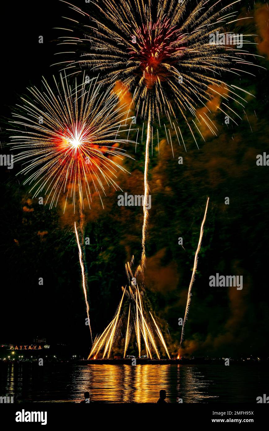 International fireworks display, Pattaya, Chonburi, Thailand Stock ...