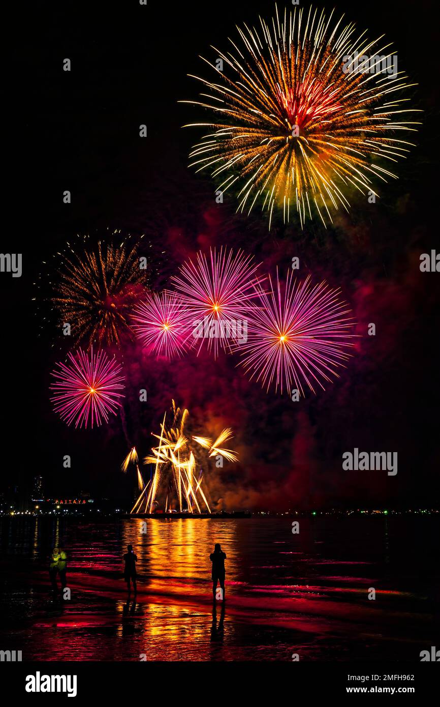 International fireworks display, Pattaya, Chonburi, Thailand Stock ...