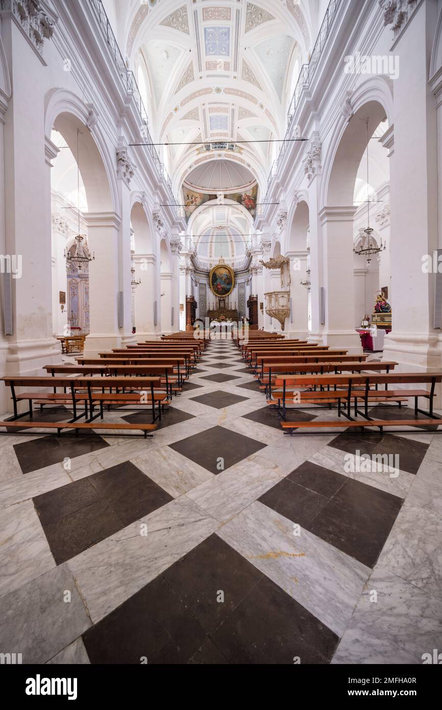Altar, interior furnishings and painted ceilings inside the church ...