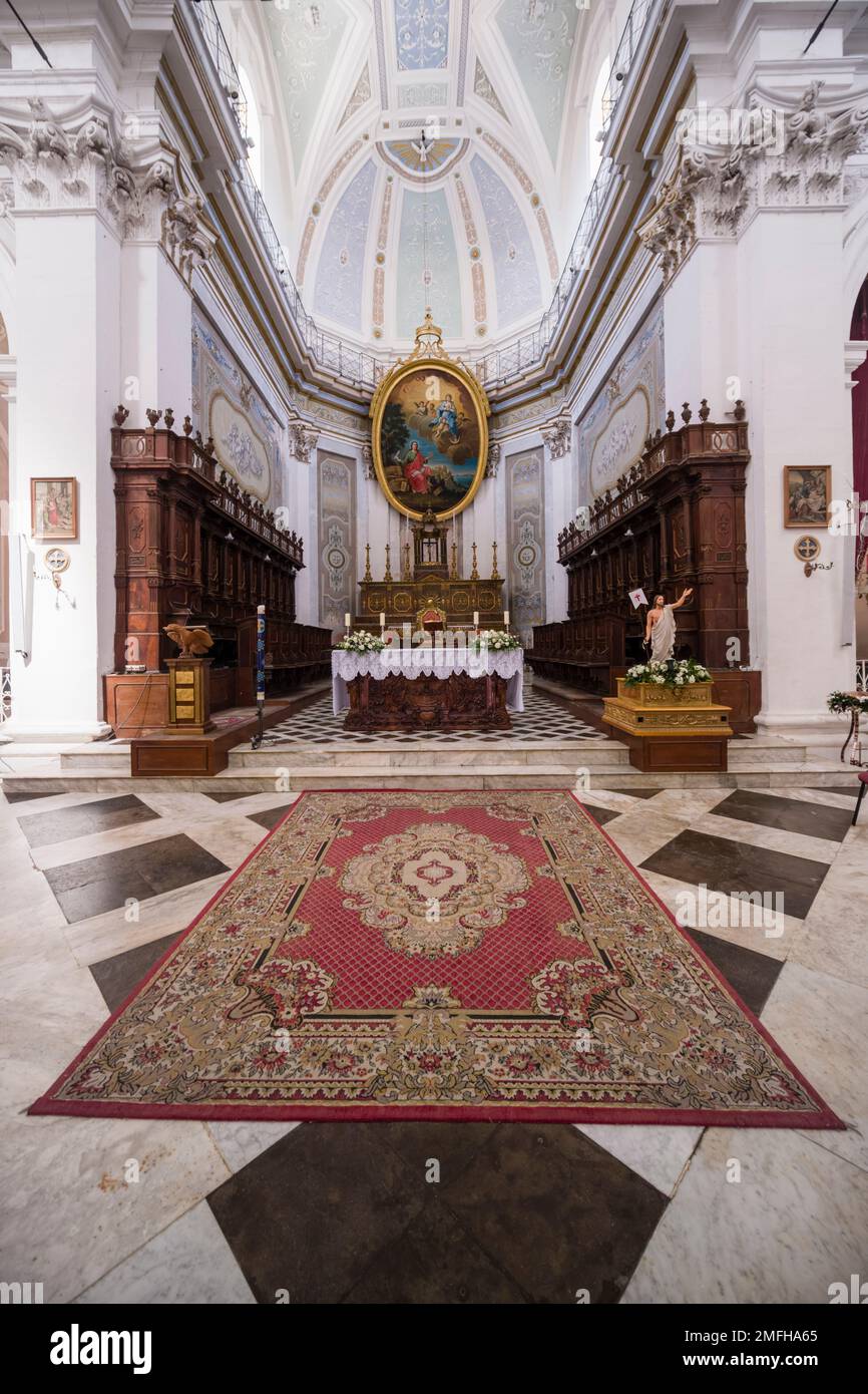 Altar, interior furnishings and painted ceilings inside the church ...