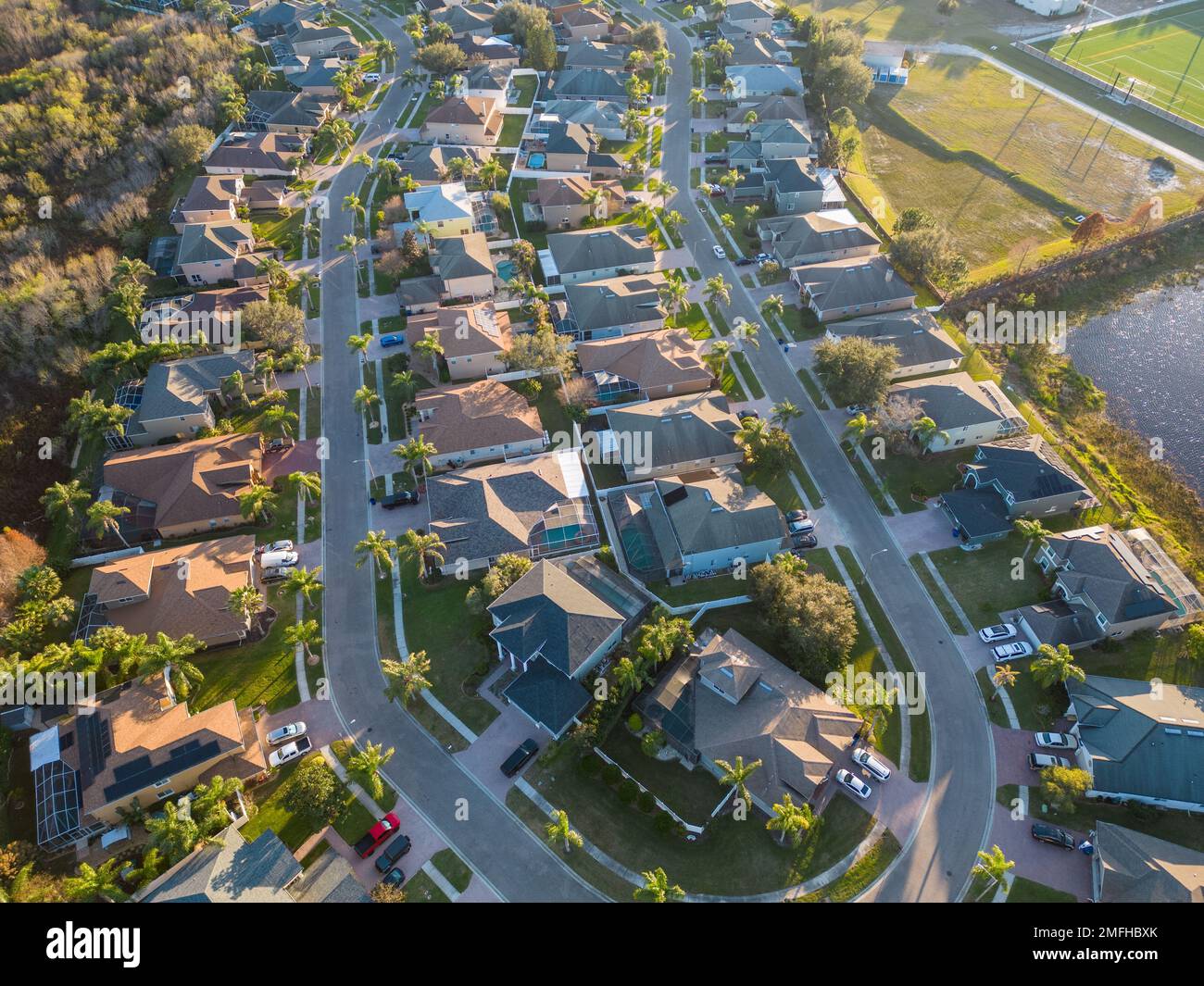 An aerial view of cityscape Tampa surrounded by buildings Stock Photo ...
