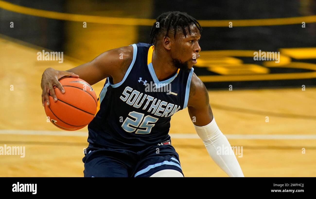 Southern University guard Samkelo Cele drives up court during an NCAA ...