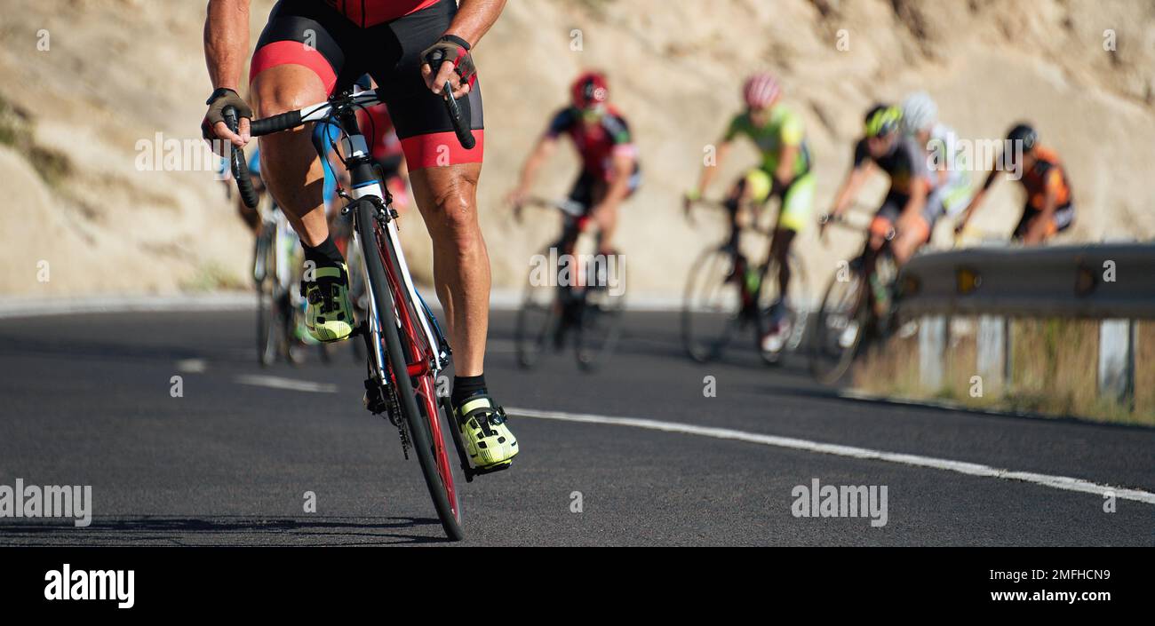 Cycling competition, cyclist athletes riding a race at high speed Stock ...
