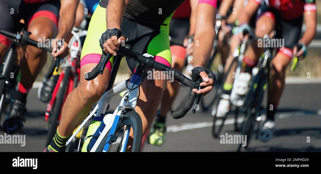 Cycling competition,cyclist athletes riding a race at high speed Stock ...