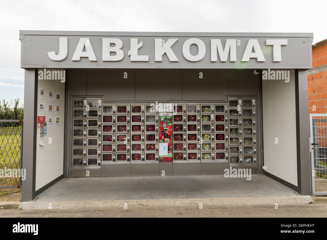 Apple vending machine by the road. Text translation - applemat Stock ...