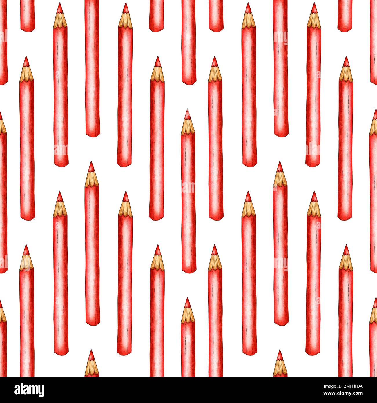 Watercolor pattern of red pencil. Draw and take notes. "Back to school ...