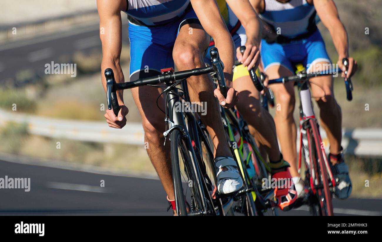Cycling competition, cyclist athletes riding a race at high speed Stock ...