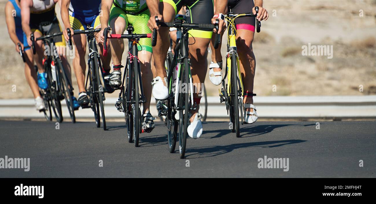 Cycling competition, cyclist athletes riding a race at high speed Stock ...
