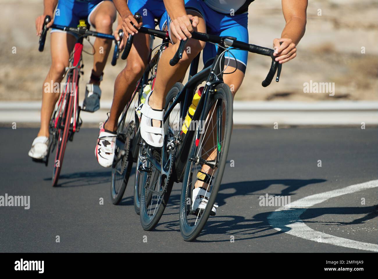 Cycling competition, cyclist athletes riding a race at high speed Stock ...