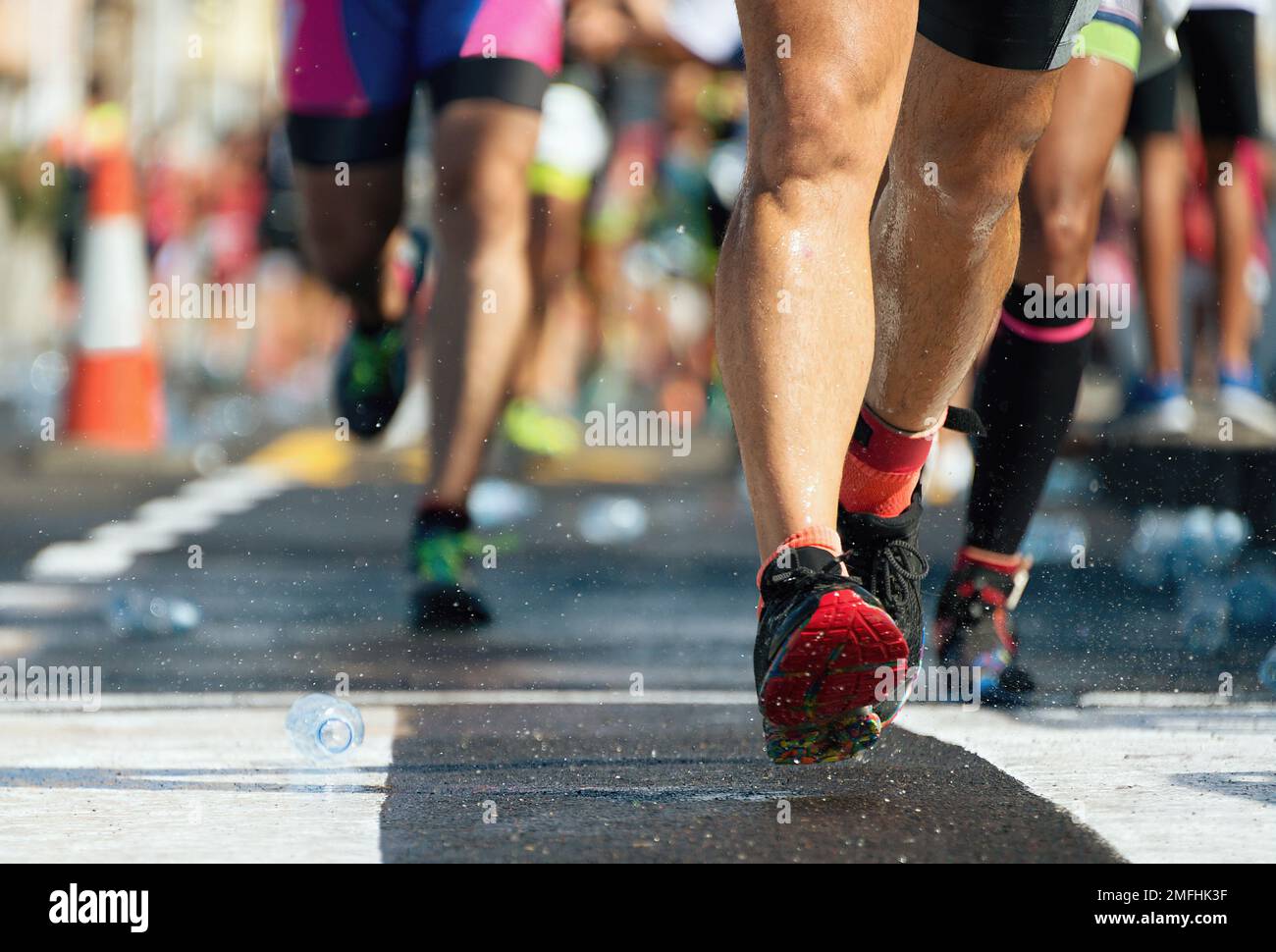 Marathon running race, drinks station at a marathon Stock Photo - Alamy