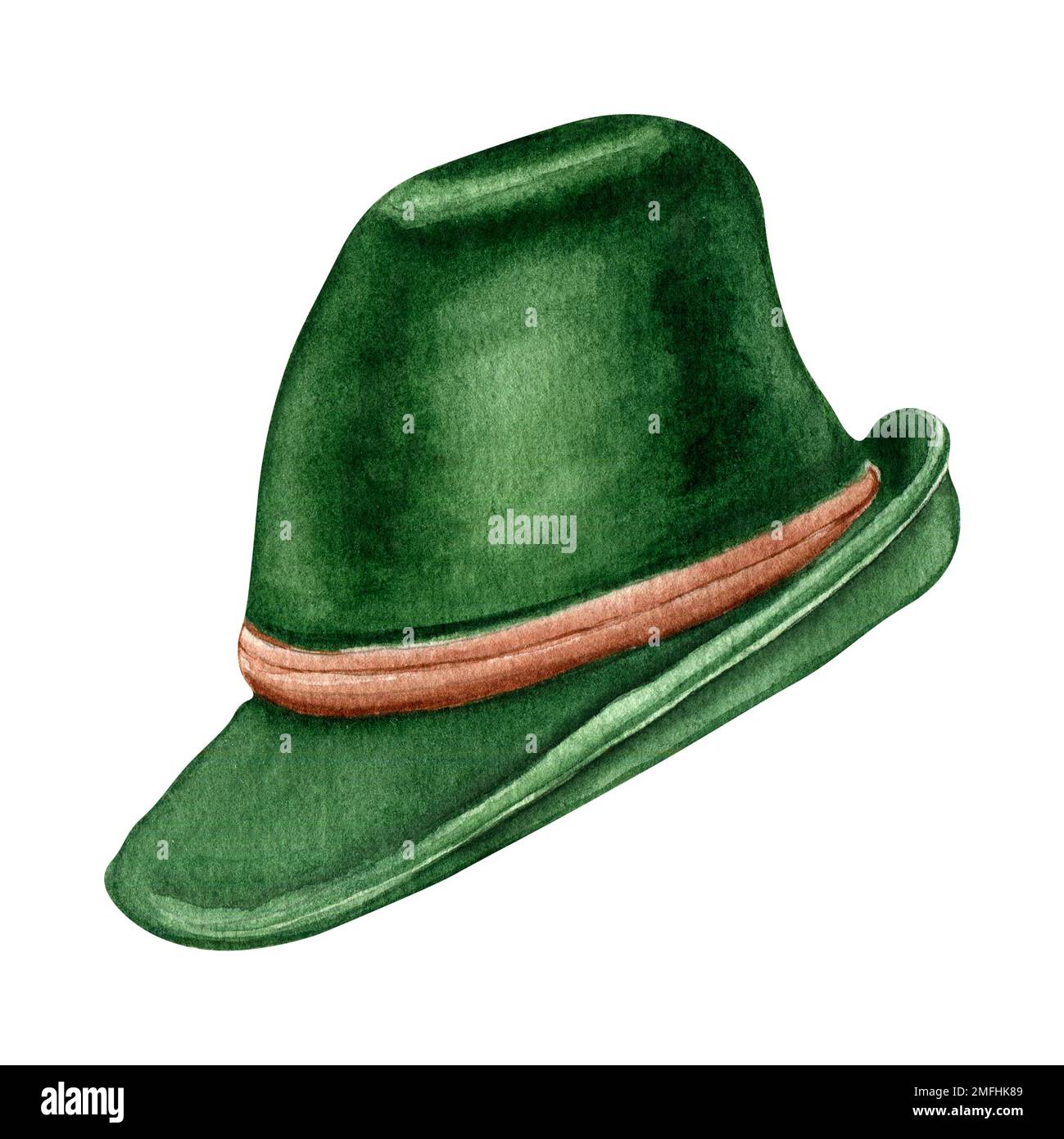 German green hat watercolor illustration isolated on white background ...