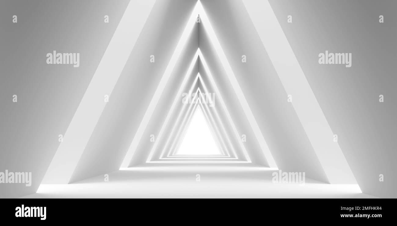 Empty Long Light Corridor. Modern white background. Futuristic Sci-Fi ...