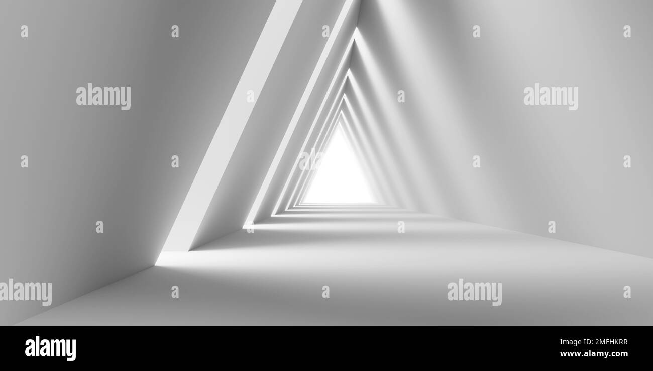 Empty Long Light Corridor. Modern white background. Futuristic Sci-Fi ...