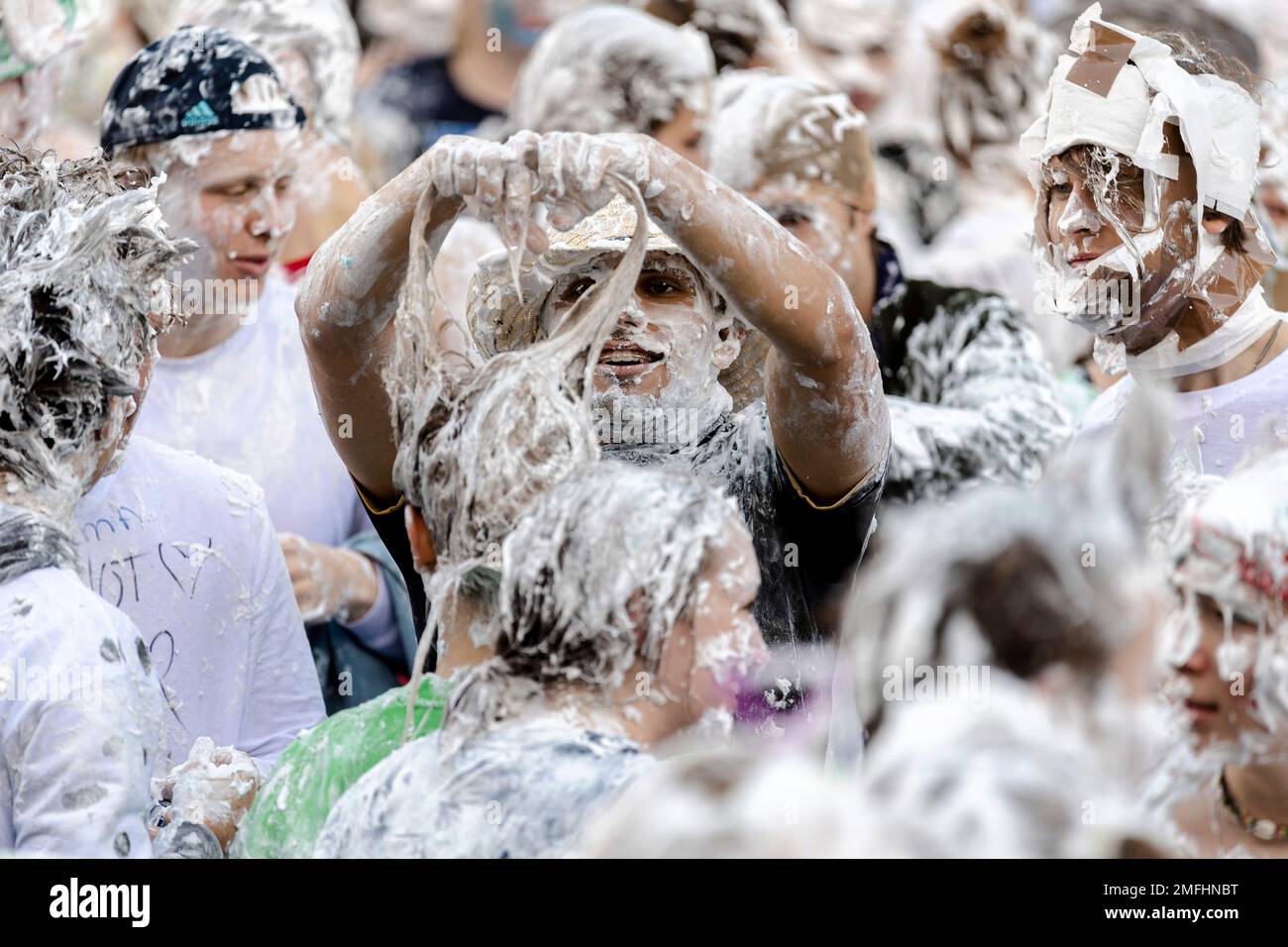 St Andrews university students take part in the traditional "Raisin ...
