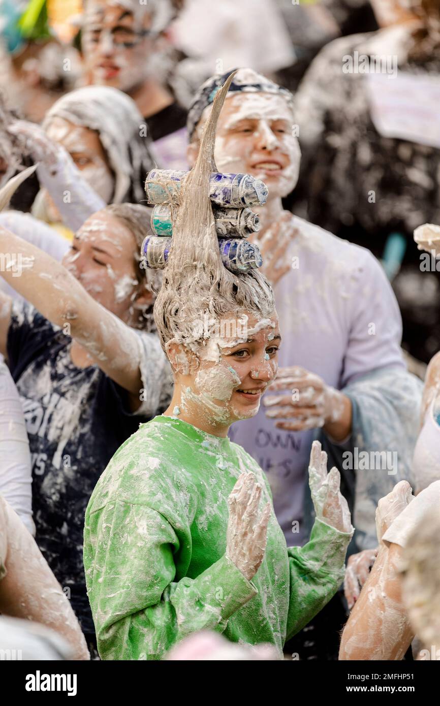 St Andrews university students take part in the traditional "Raisin ...