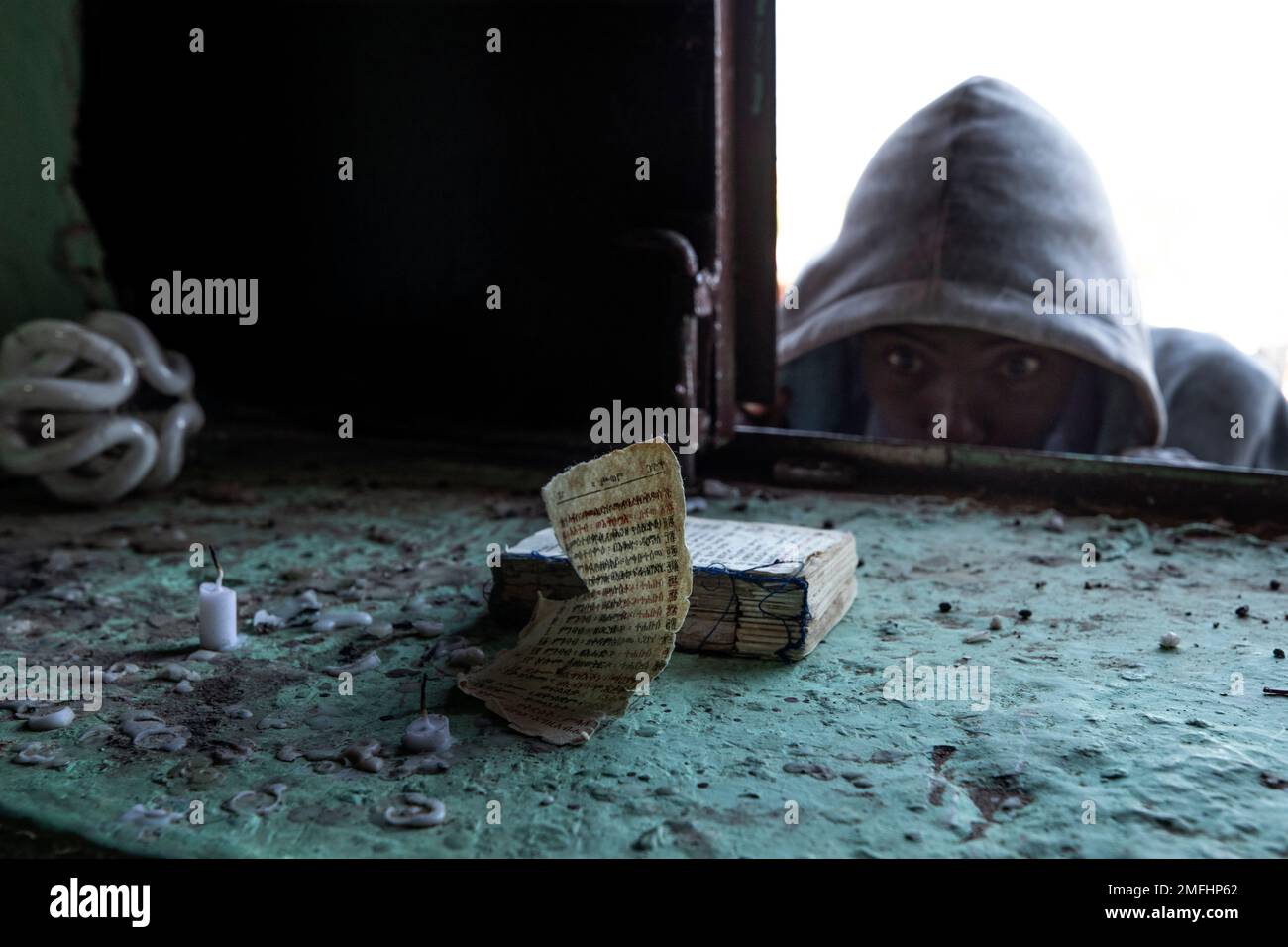 A Tigrayan boy who fled the conflict in Ethiopia's Tigray region, looks ...