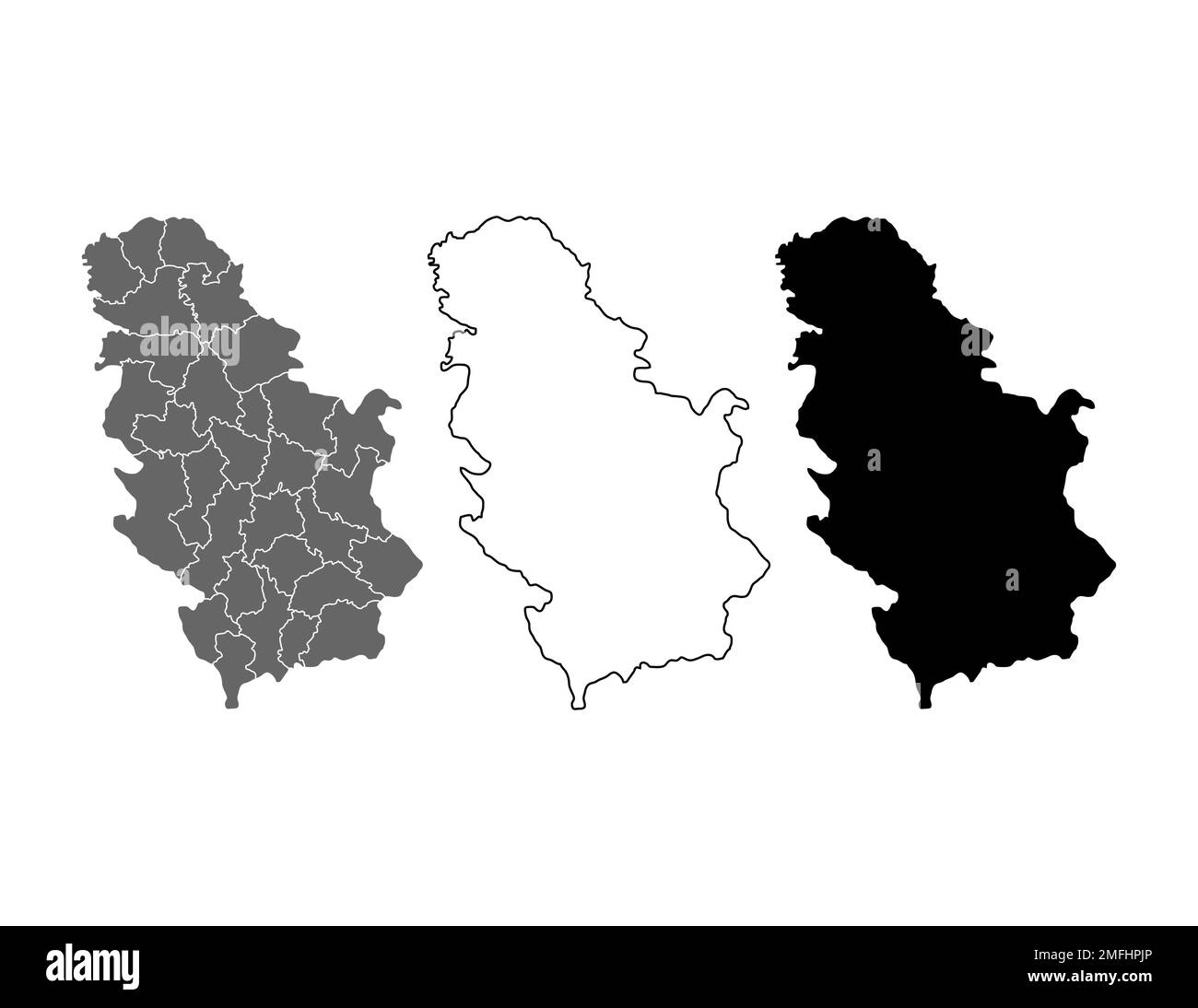 Set of Serbia map icon, geography blank concept, isolated graphic ...