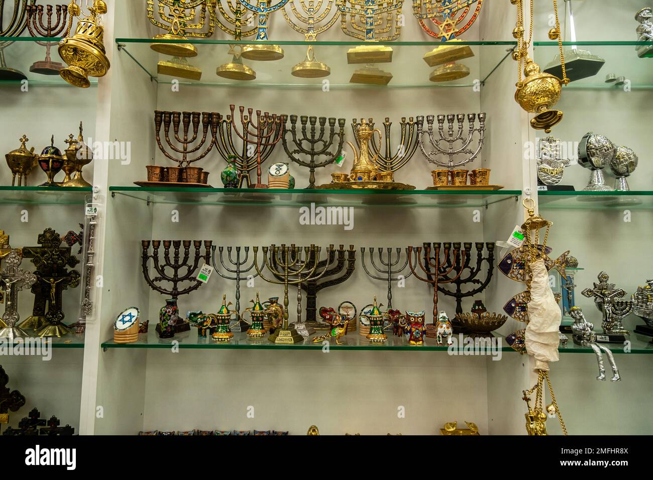 Showcase of souvenir shop in Jerusalem Stock Photo - Alamy