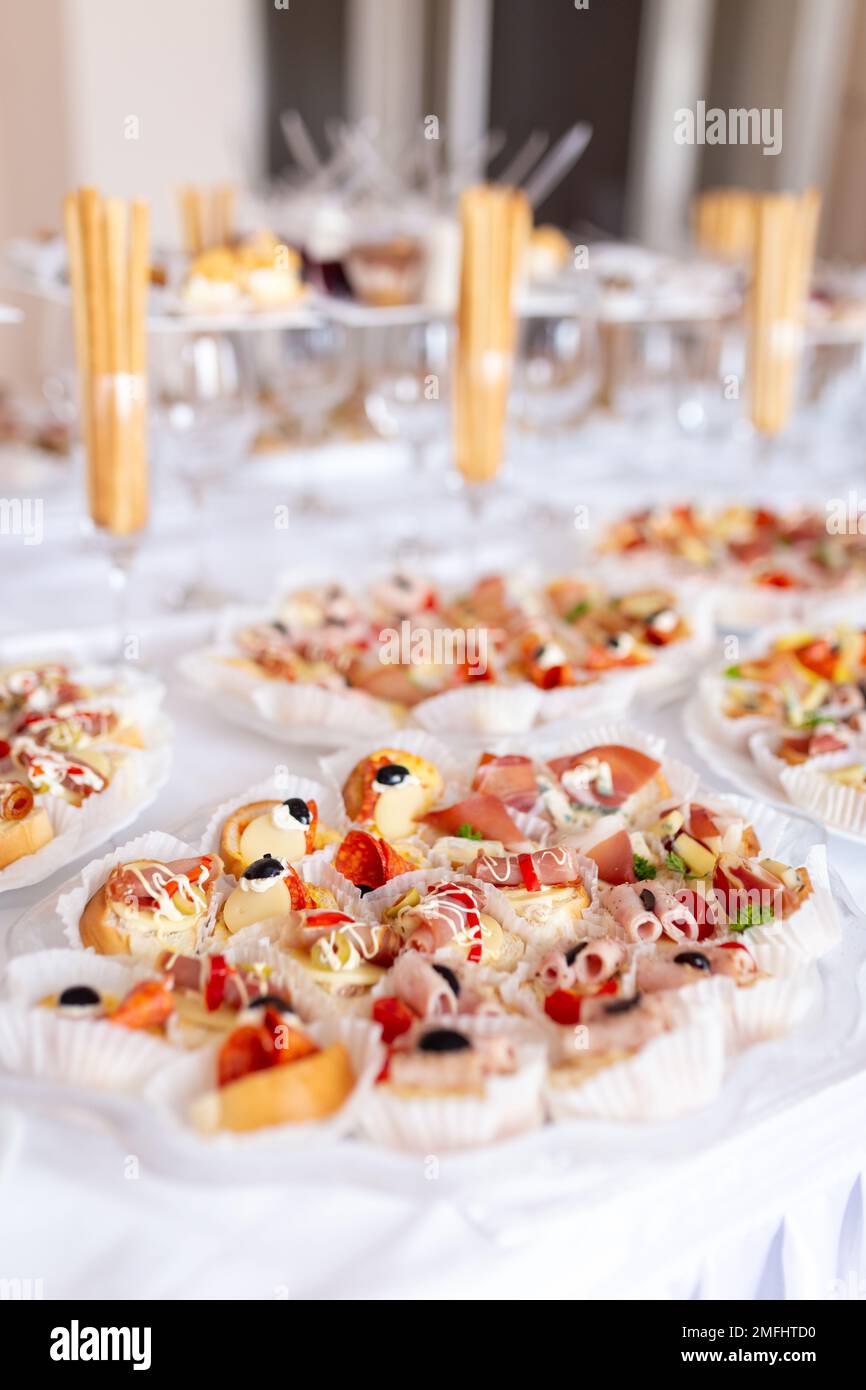 Fresh appetizers on plate. Food and event concept. Space for copy Stock ...
