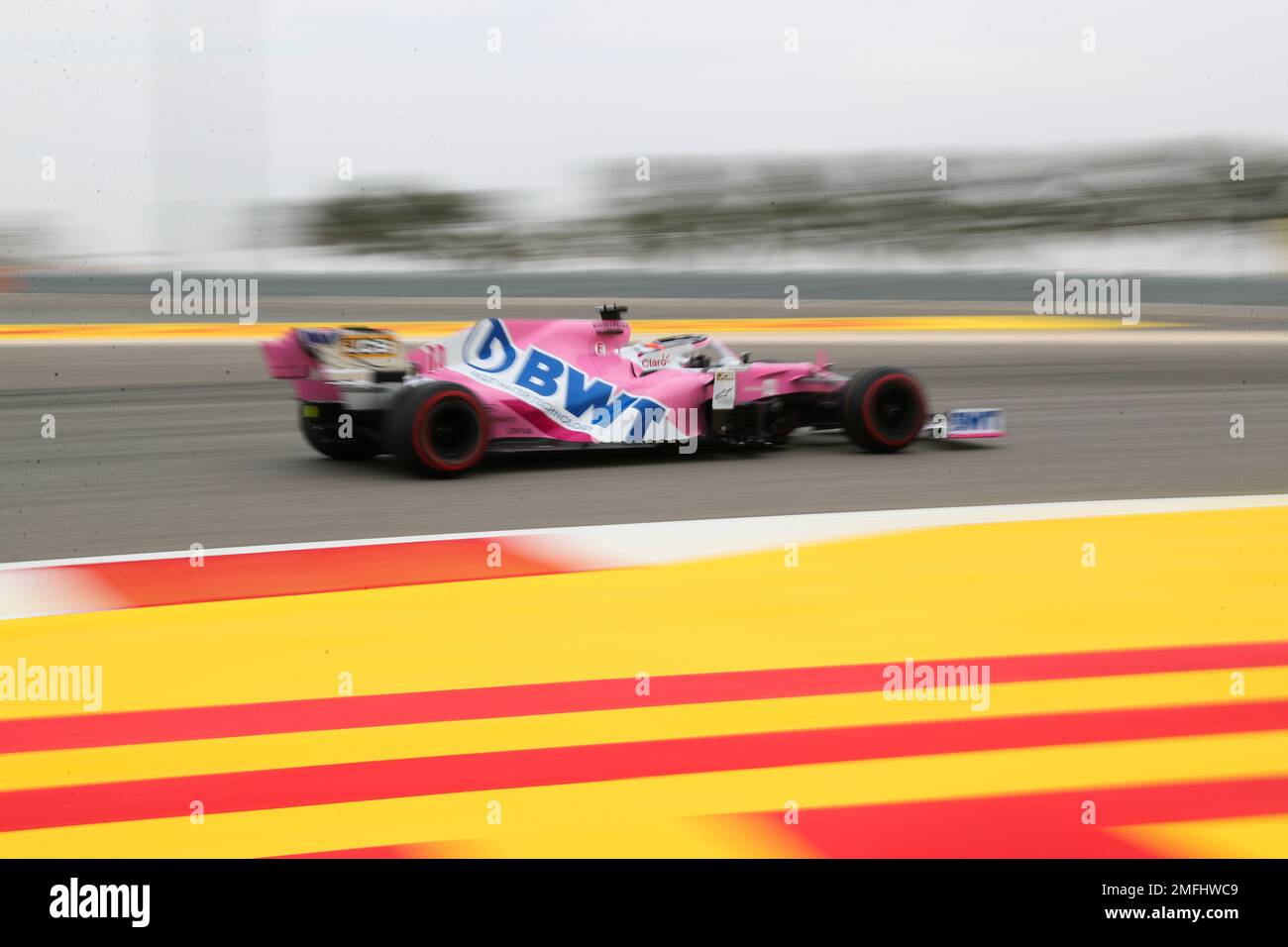 Racing Point driver Sergio Perez of Mexico steers his car during the ...