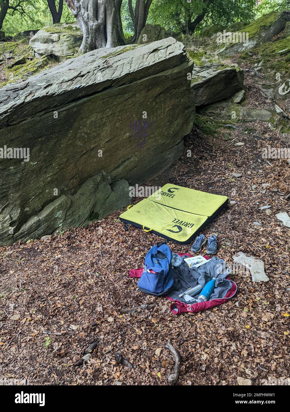 A vertical view of rock climbing boulder set up Stock Photo - Alamy