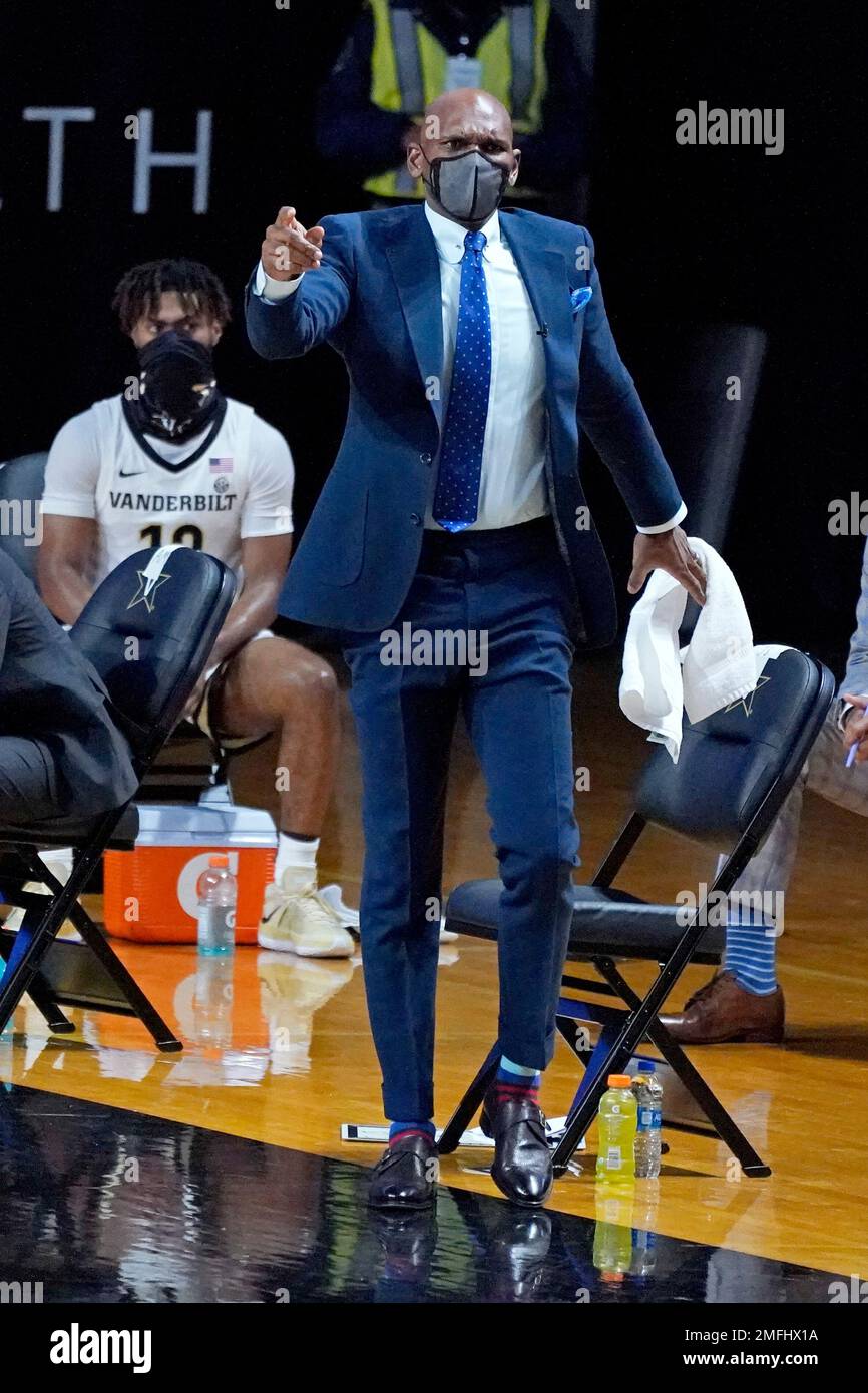 Vanderbilt head coach Jerry Stackhouse directs his players in the first ...