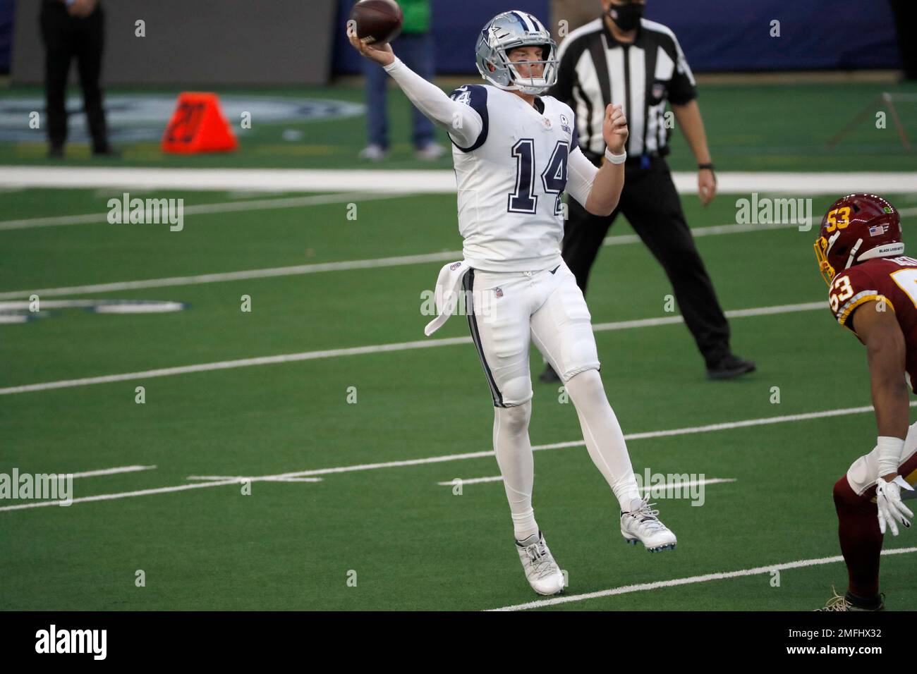 Dallas Cowboys quarterback Andy Dalton (14) throws a pass during the ...