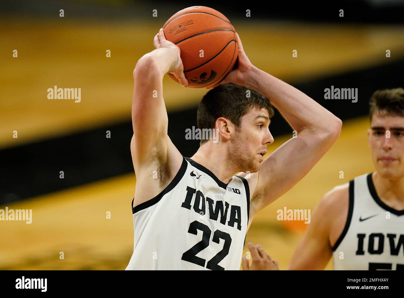 Iowa forward Patrick McCaffery looks to pass during an NCAA college ...
