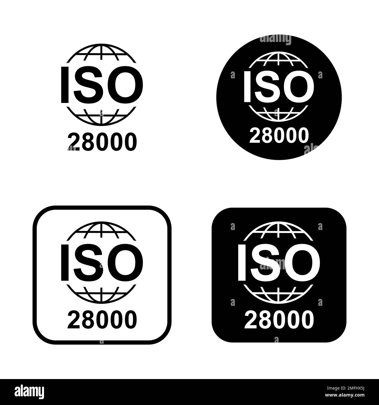 set of Iso 28000 icon. Security Management Systems. Standard quality ...