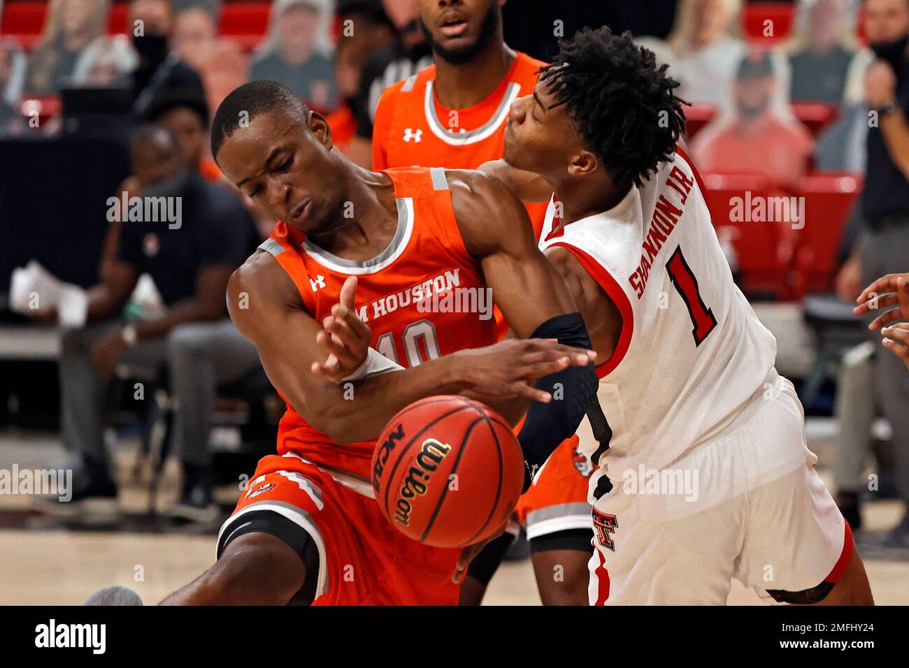 Sam Houston State's Zach Nutall (10) and Texas Tech's Terrence Shannon ...