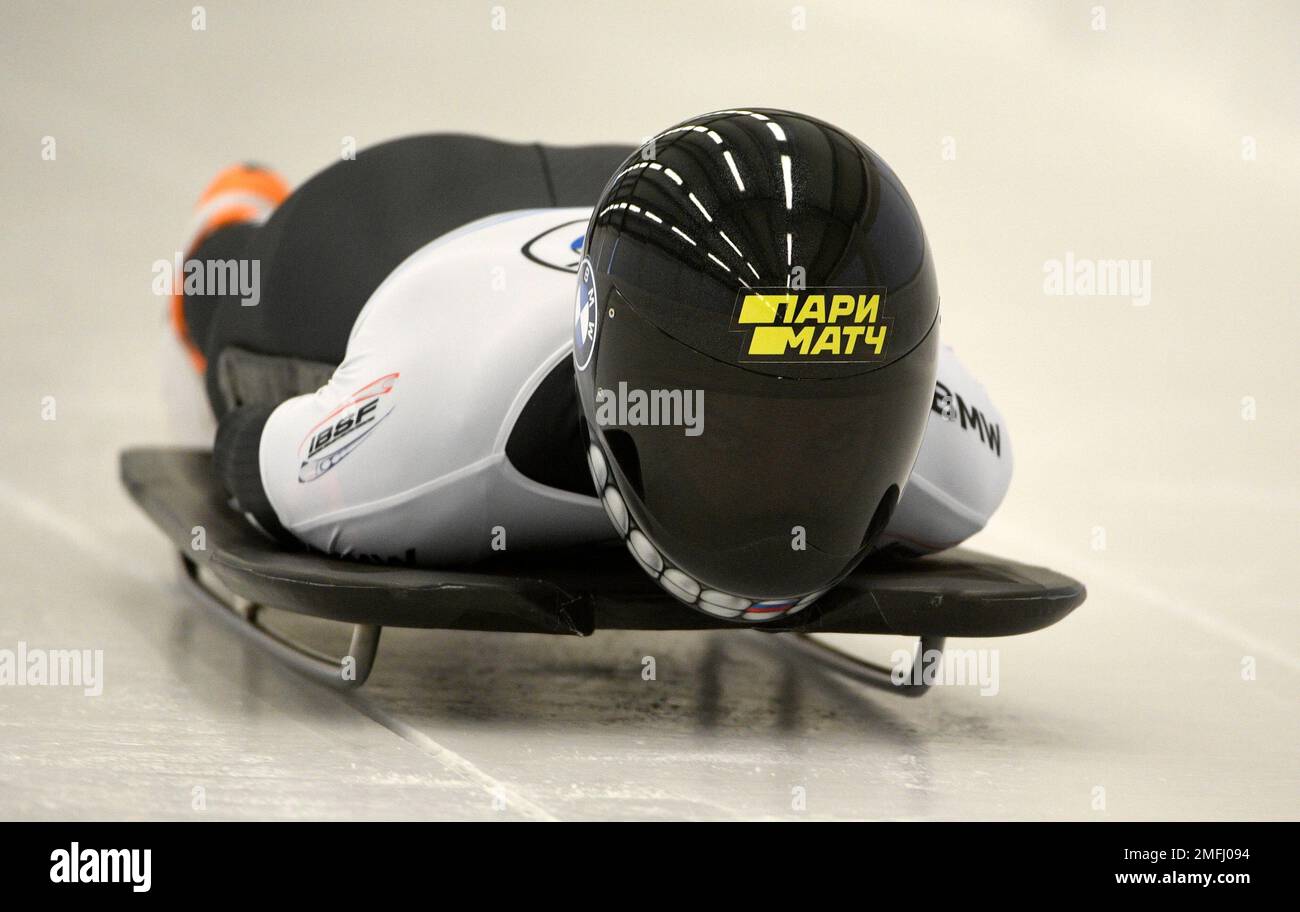 Elena Nikitina of Russia starts her first run in the women's Skeleton ...