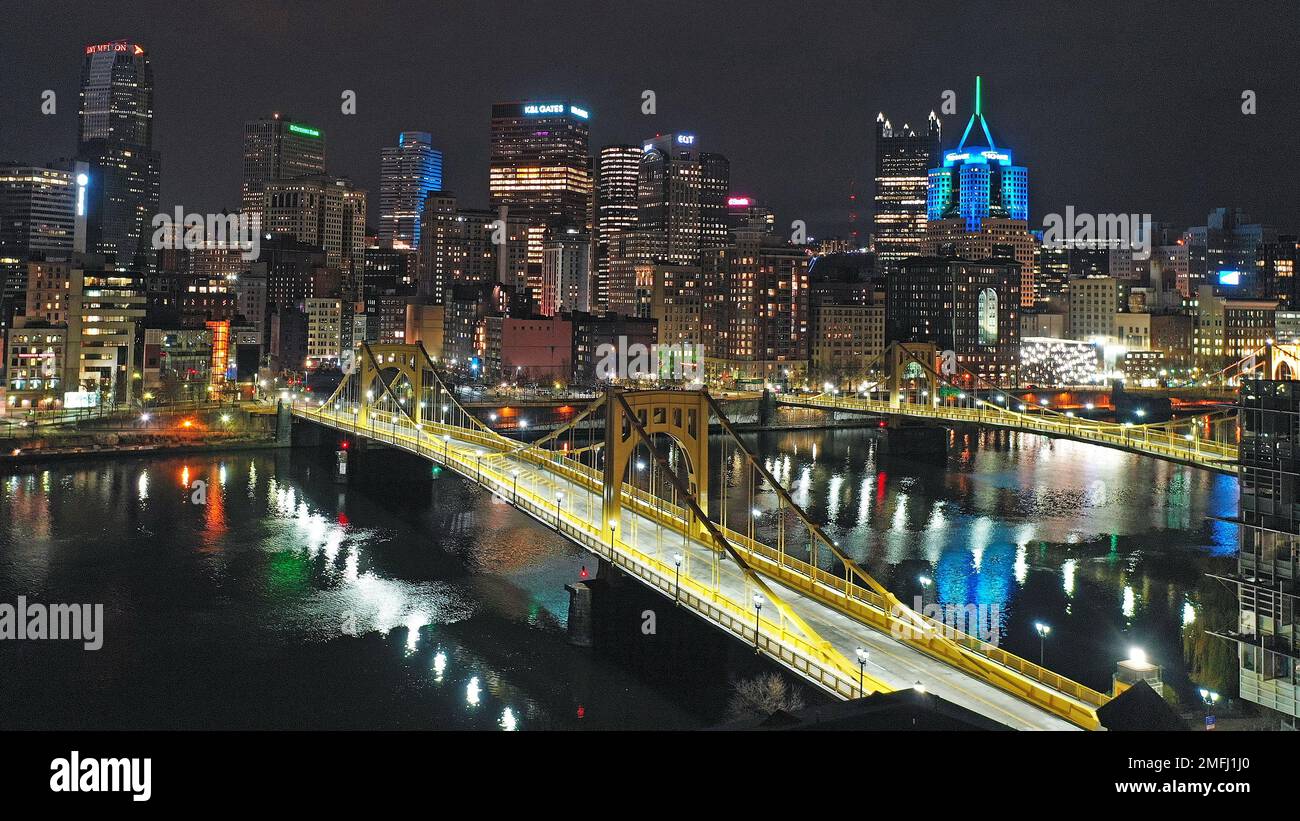 This is the Rachel Carson Bridge over the Allegheny River in downtown ...