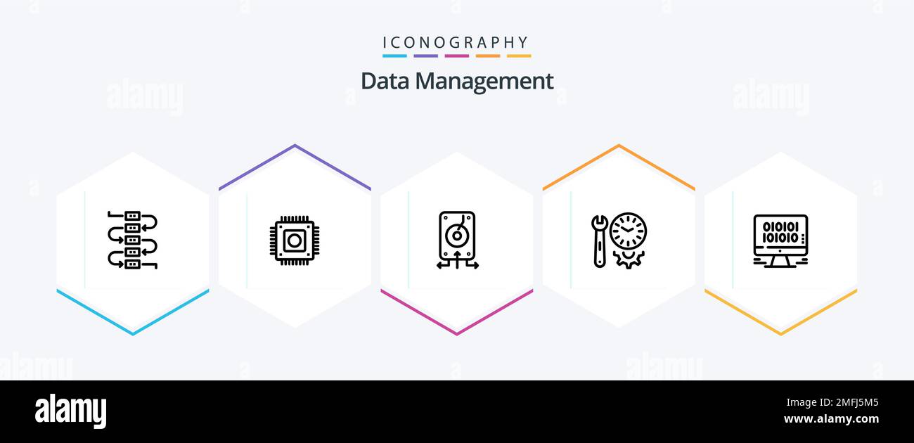 Data Management 25 Line icon pack including options . computer. storage ...