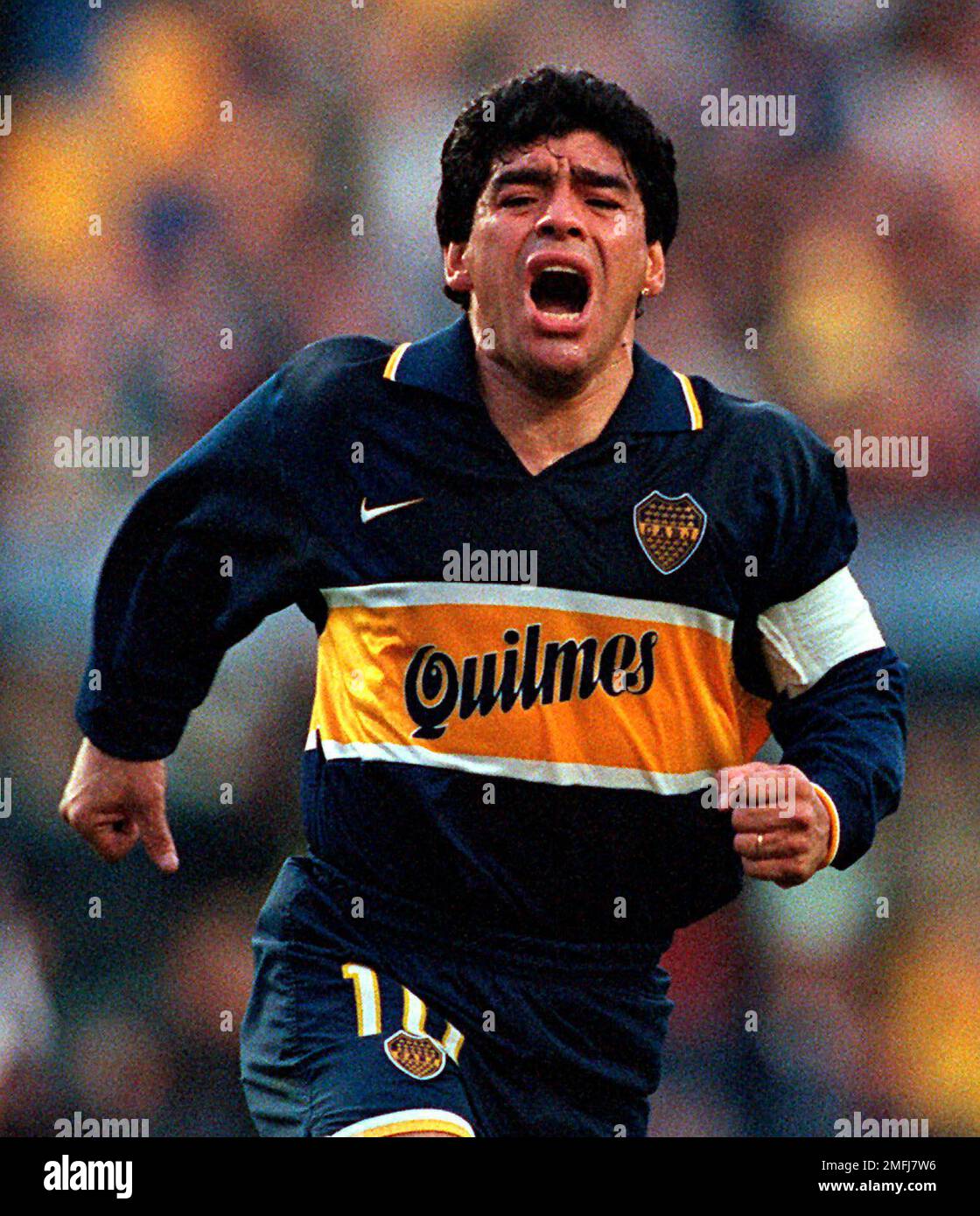 FILE - In this Oct. 25, 1997 file photo, Diego Armando Maradona ...